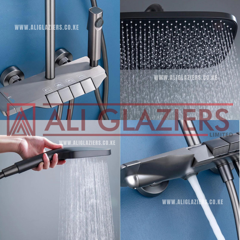 4-Way Piano Keys Shower Set in Grey – Stylish Durable Bathroom Mixer System