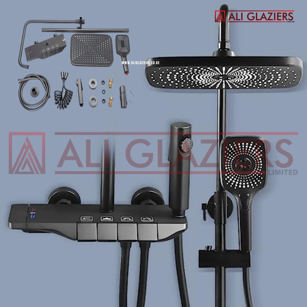 4-Way Piano Keys Shower Set in Grey – Stylish Durable Bathroom Mixer System