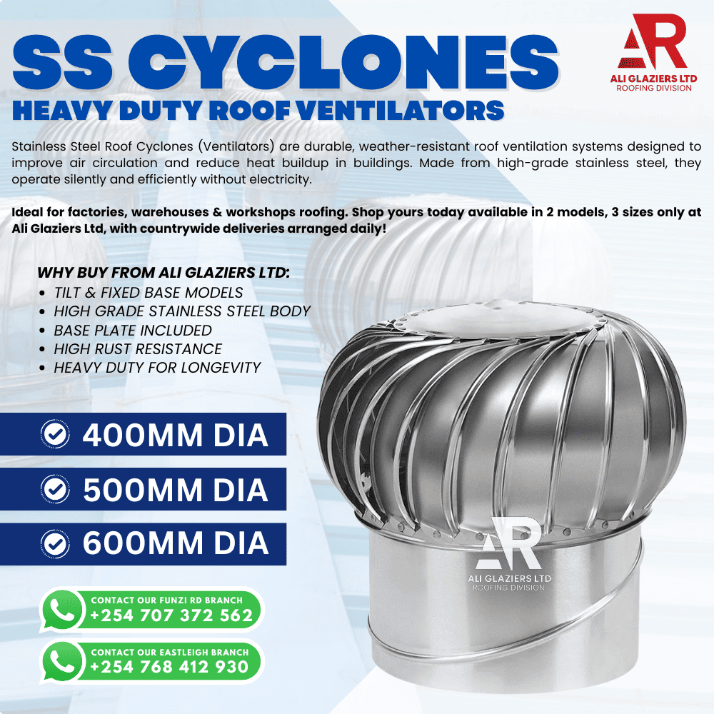 Roof Cyclone 400MM Stainless Steel in Kenya | Titl Able Base Roofing ...