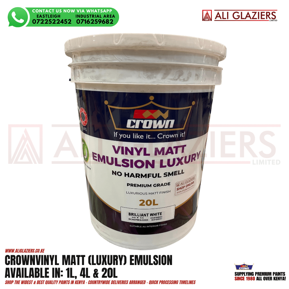 Crown Vinyl Matt Luxury Emulsion Brilliant White 20L Paint in Nairobi ...